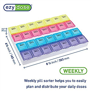Ezy Dose 28-Day Monthly Pill Medtime Planner Organizer Case 4 Week Daily Supplement Vitamin Box (28 Day - 2 Pack)