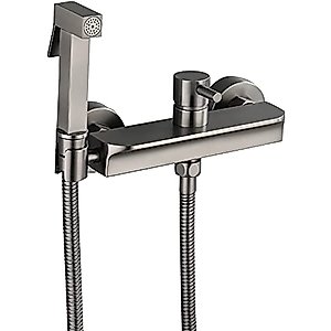 MINJING Handheld Bidet Sprayer for Toilet, Gray Cloth Diaper Sprayer Kit Wall Mounted Brass Bidet Sprayer Set Single Handle Toilet Bidet Sprayer Kit with 150cm Shower Hose