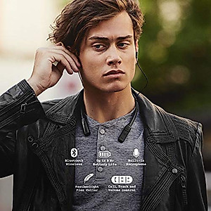 Skullcandy Ink'd Bluetooth Wireless Earbuds with Microphone, Noise Isolating Supreme Sound, 8-Hour Rechargeable Battery, Lightweight with Flexible Collar, Red/Black