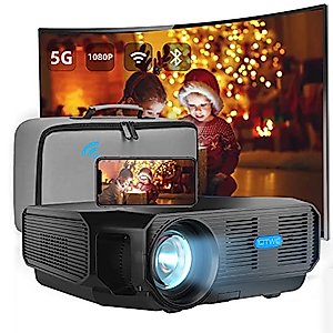 Native 1080p HD Projector, WiFi Bluetooth Projector, 5G WiFi Projector Portable Home Theater Video Projector Compatible w/ HDMI, VGA, USB, iOS&Android Smartphone