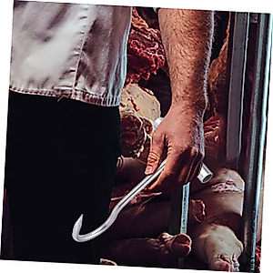 GREENADSCAPE 2pcs Pork Hook Turkey Hook for Fryer Butchering Supplies Butchering Meat Hook Manhole Hook Meat Boning Hook Heavy Duty Meat Hooks Grill Accesories Tool Hooks Silver Stainless Steel