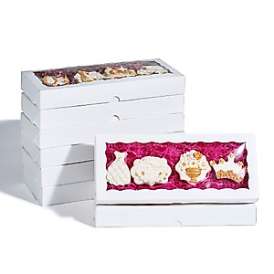 JCXPACK 24PCS 12 x 5 x 1.5 inches Auto-Popup One Piece Premium Macaron Boxes for 12, Cookie Boxes for Gift Giving, Bakery Box for Holiday Cookie Gift Sets