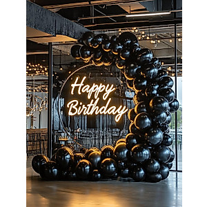 Bezente Black Balloons Latex Party Balloons - 100 Pack 12 inch Round Helium Balloons for Black Themed Wedding Graduation Anniversary Birthday Party Backdrop Decorations