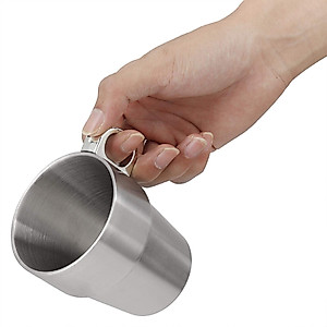 Agatige 6PCS Stackable Stainless Steel Coffee Cups, 300ml Stainless Steel Cup Stackable Coffee Mug with Rack, Insulated Coffe Cup Tea Cups Double Wall Expresso Coffee Cup Water Cup for Home,6x9.5cm