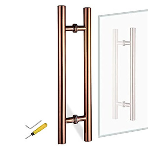 SUCHETA Rose Gold Round Entryway Modern Door Handle,Push Pull Modern Door Handle，for Shower Glass Sliding Door/Barn Door/Interior Exterior Door,6 Sizes (Size : 40cmx60cm)