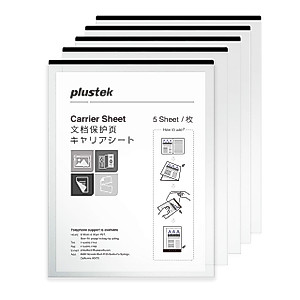 Plustek A4 / Letter Size Document Carrier Sheets (Pack of 5) - Protects Fragile Paper and A3 Size Document by Folding…