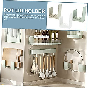 LABRIMP 3pcs Lid Rack Cups Set Green Pots and Pans Set Plastic Stand Pot Lid Rack Wall Mount Dish Rack Pot Lid Holder Stand Pan Cover Rack Punch-free Pot Lid Storage Organizer Small Tools