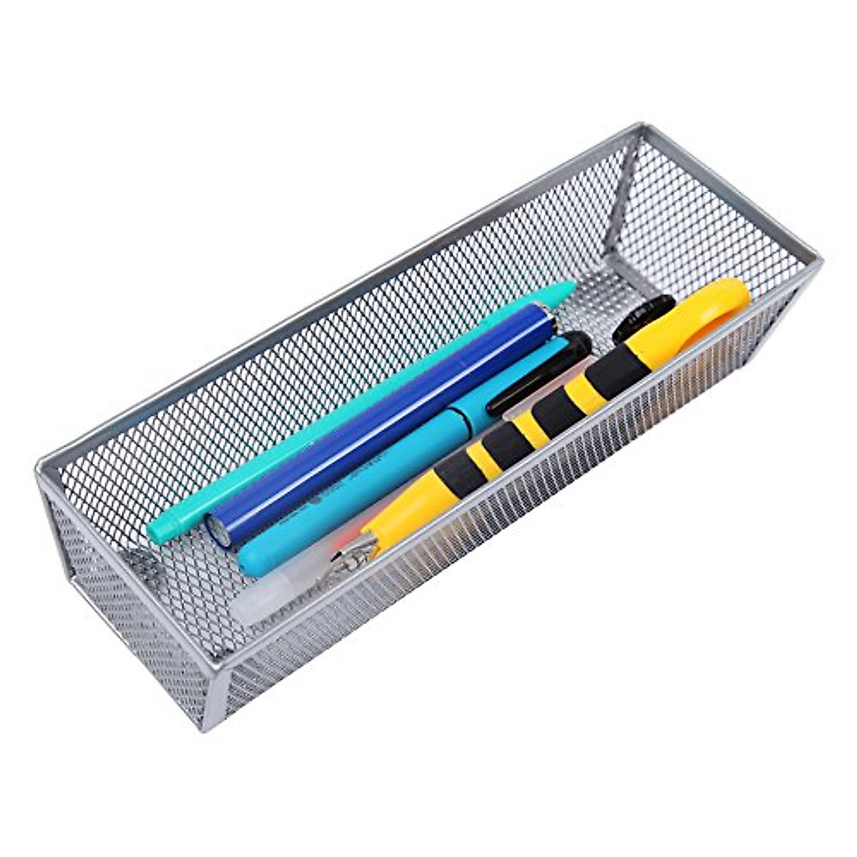 Finnhomy Mesh Drawer Organizer and Shelf Storage Bins School Supply Holder Office Desktop Cabinet Sliver 3" x 9"