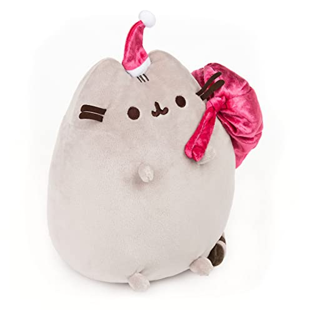 GUND Santa Claws Pusheen Holiday Plush Stuffed Animal Cat, Gray and Pink, 9.5”