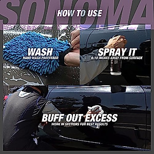 WASH&WHIPS Sonoma Ceramic Coating Spray 9H - Easy to Apply, No Cure Time - Protect from Sun Rays Chemical Stains, Hydrophobic with a Glossy Shine & Finish - Cars, Rv’s, Motorcycles & Boats - 16 fl oz