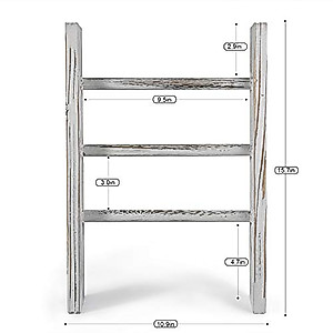 DOCMON Towel Rack-Farmhouse Decor Ladder, 3-Tier Wood Countertop 16-Inch Mini Tea Towel Ladder for Bathroom Kitchen Office