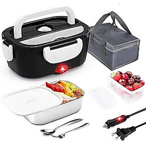 CocoBela Electric Lunch Box Food Heater, Portable Food Warmer with Removable 304 Stainless Steel Container, Dishwasher Safe, Suitable for Home and Car Use