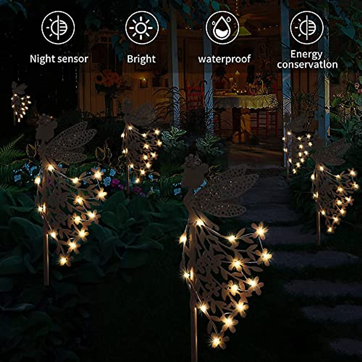 TSTGEE Solar Outdoor Lights Decorative 2 Pack Metal Fairy Stake Solar Lights Outdoor Garden Waterproof for Lawn,Patio,Yard Solar Fairy Stake,Garden Gift