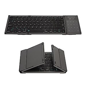 DeLUX Full Size Folding Keyboard 78 Keys, Wireless Bluetooth Keyboard with 2-in-1 Touchpad, Portable Travel Multi-Device and Multi-System Keyboard (KF17)