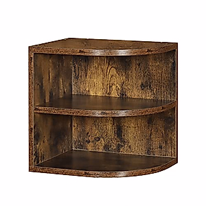 FUSUNBAO Magic DIY Cube Storage Organizer Stackable Cubles for Corner Bookshelf -Home Books Clothes Toy -Modular Cubby Storage System -Office Cubical -Bookcase (Antique Brown, Curved Shape Cube)