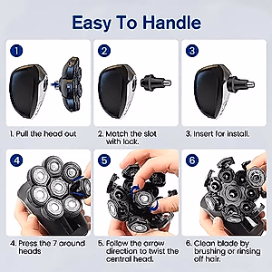 Mr.wintek Head Shavers for Bald Men, Upgraded 8 Floating Heads, 5-in-1 Head Electric Razor with Nose Hair Sideburns Trimmer, IPX5 Waterproof Wet/Dry Mens Grooming Kit, USB Rechargeable