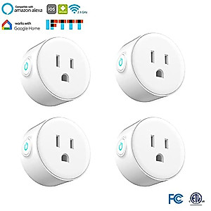WiFi Smart Plug for Alexa,Eessley Mini Wireless Mini Remote Control Outlet with Timing Function,Compatible with Amazon Alexa Google Home,Echo Dot and IFTTT, No Hub Required Smart Socket - 4 Packs