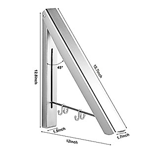 JYL HOME Wall Mounted Clothes Rack Retractable Hanger Space Saving Heavy Duty Wardrobe Hooks for Bathroom Balcony Aluminum, Silver, 1-Pack