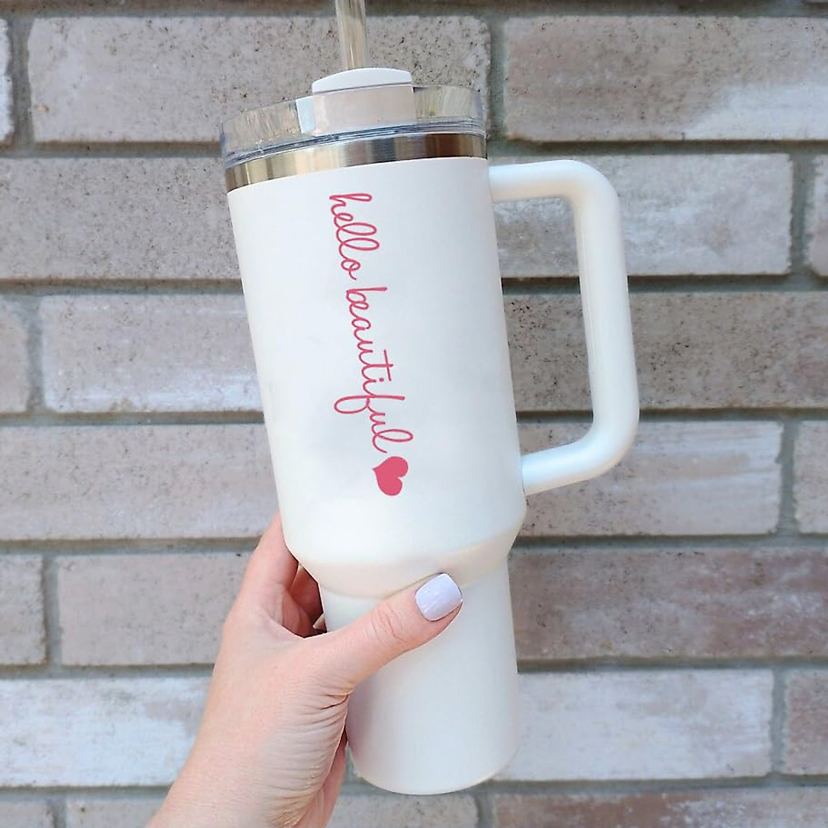 3x Hello Beautiful Rearview Mirror Decal,Vinyl Pink Car Decals For Women,Vanity Mirror Stickers,Girl Car Decal Gifts,Car Window Decal,Car Mirror Pink Sticker,Car Window Decal, Self Affirmations Decal