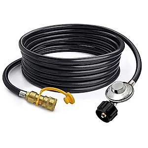 MENSI 12 FT Propane Regulator with Hose with 3/8" Quick Disconnect Adapter for Mr Heater Barbecue Grill, Camper, Buddy Heater