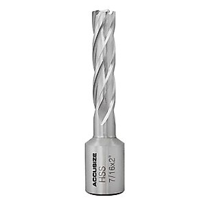 Accusize Industrial Tools 7/16'' Cutting Dia, 3/4'' Weldon Shank, 2'' Cutting Depth H.S.S. Annular Cutters, 2081-2012