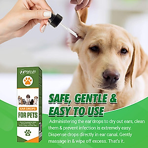 Natural Ear Cleaner for Dogs, Cats, Kitten, Puppy – Gentle Cleansing Ear Wash Solution Mite Infection & Yeast Treatment for Pets – Drying, Healing Medicinal Ear Cleaning Drops Made in USA