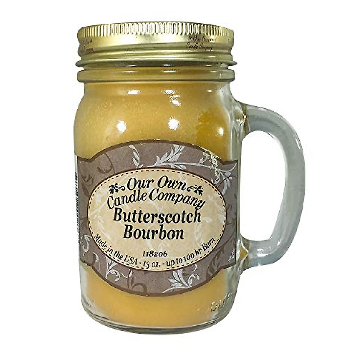 Our Own Candle Company Butterscotch Bourbon Scented 13 Ounce Mason Jar Candle