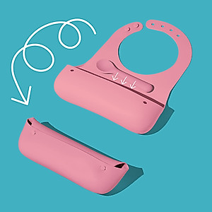 Avanchy Silicone Baby Bibs, Waterproof, Adjustable, BPA Free, Soft Unisex Set for Toddlers with Matching Spoon, Green