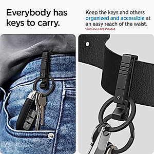 Spigen Metal Fit Titanium Belt Loop Key Ring Clip Holder, Car Keychain Key Clip for Belt, Bottle Opener Key Chain Ring for Men and Women - Black