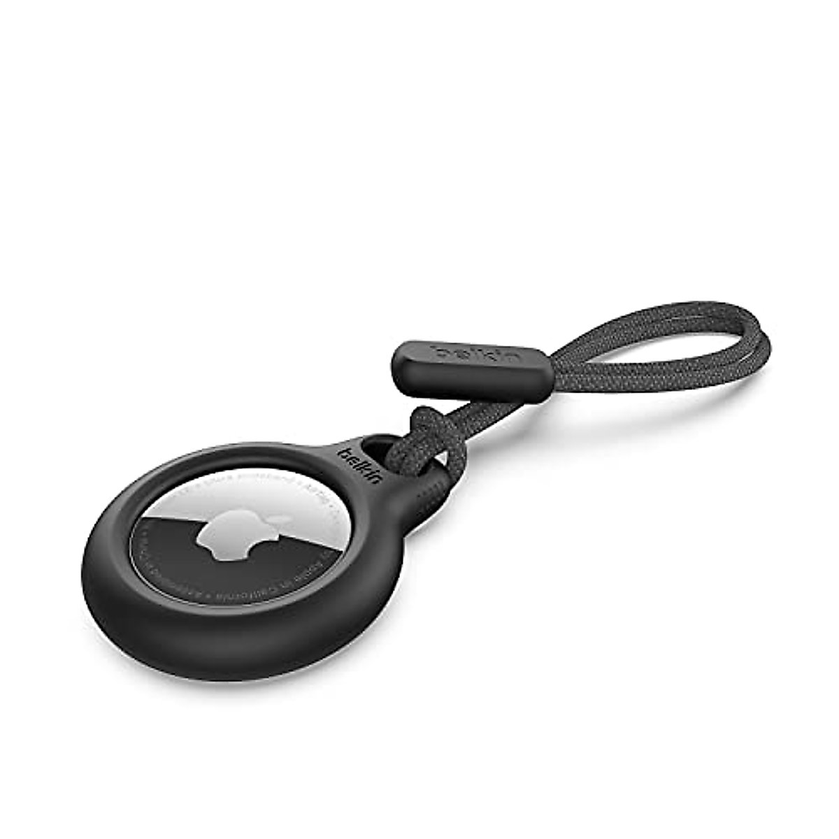 Belkin Apple Airtag Secure Holder With Strap - Apple Air Tag Keychain - Airtag Holder With Strap For Key Ring - Airtag Keychain Accessories - Scratch Resistant Airtag Case With Raised Edges - Black