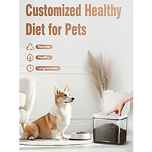 Pet Food Container 5 lbs – Dog/Cat Food Storage Container with Lids BPA Free, 5 lbs Rice/Flour Storage Dispenser for Cereal & Garin, White