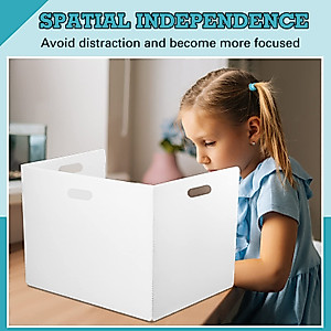 20 Pcs Classroom Privacy Boards for Student Easy Carry Plastic Desks Folders Shields Test Dividers with 40 Colorful Name Labels for School Study Reduces Distractions 15 x 17.3 x 15 Inch, White