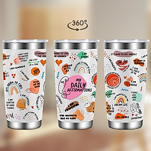 LEADO 20 oz Tumbler, Positive Affirmation Gifts for Women - Daily Affirmations, Mindfulness Gifts, Motivational, Encouragement, Mental Health Gifts - Christmas, Inspirational Gifts for Women