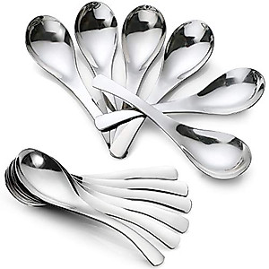 12-Piece Thick Heavy-weight Soup Spoons, Stainless Steel Soup Spoons