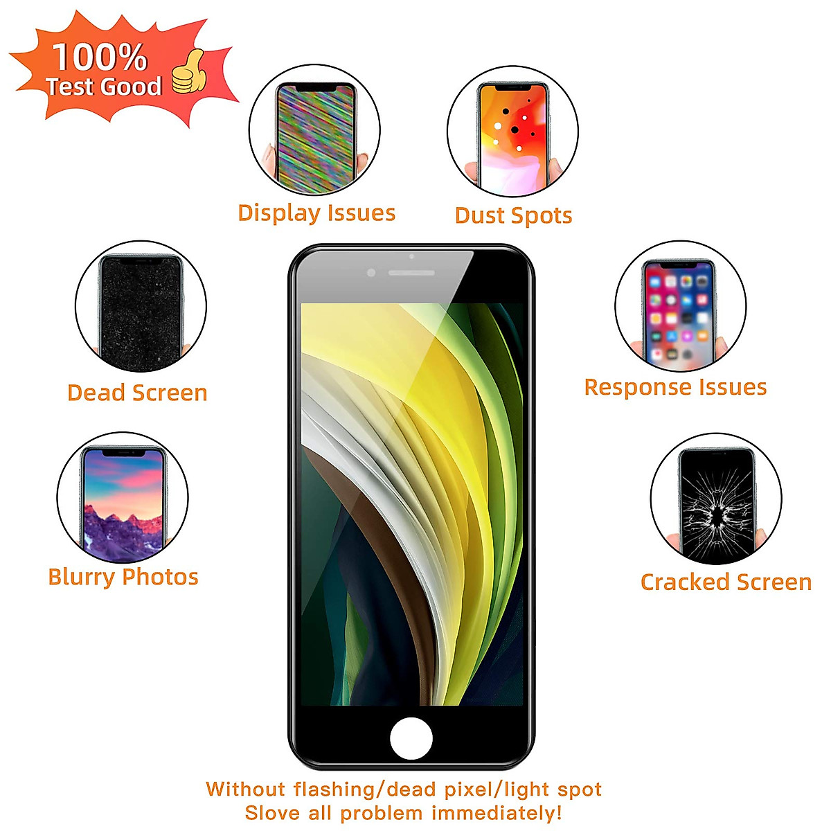 for iPhone 8/SE 2020 [ 2nd Generation ] Screen Replacement Black 4.7 inch, Bsz4uov LCD Display Touch Screen Digitizer, Waterproof Frame Adhesive Sticker+Repair Tool Kit