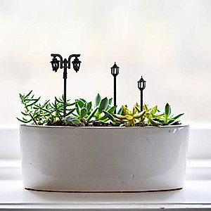 Cabilock 8pcs Mini Street Light Model Solar Lamp Post Street Lights Microscopic Model Lights for Miniature Dollhouse Micro Landscape Fairy Garden Accessories Black