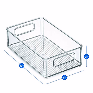 Set Of 8 Refrigerator Pantry Organizer Bins - 4 Big And 4 Small Clear Food Storage Baskets for Kitchen, Countertops, Cabinets, Freezer, Bedrooms, Bathrooms - Plastic Household Storage Containers