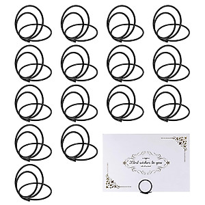 uxcell 16 Pcs Mini Place Card Holders, Round Picture Holders for Tables Photos Food Signs Memo Notes Weddings Restaurants Birthdays Party, (1x1.2", Black)