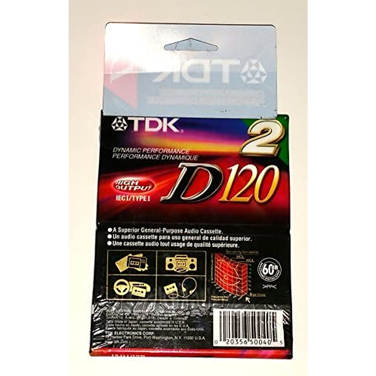 TDK D120 Dynamic Performance High Output IECI/Type I Normal Position Audio Cassettes D-120L2-2 Pack