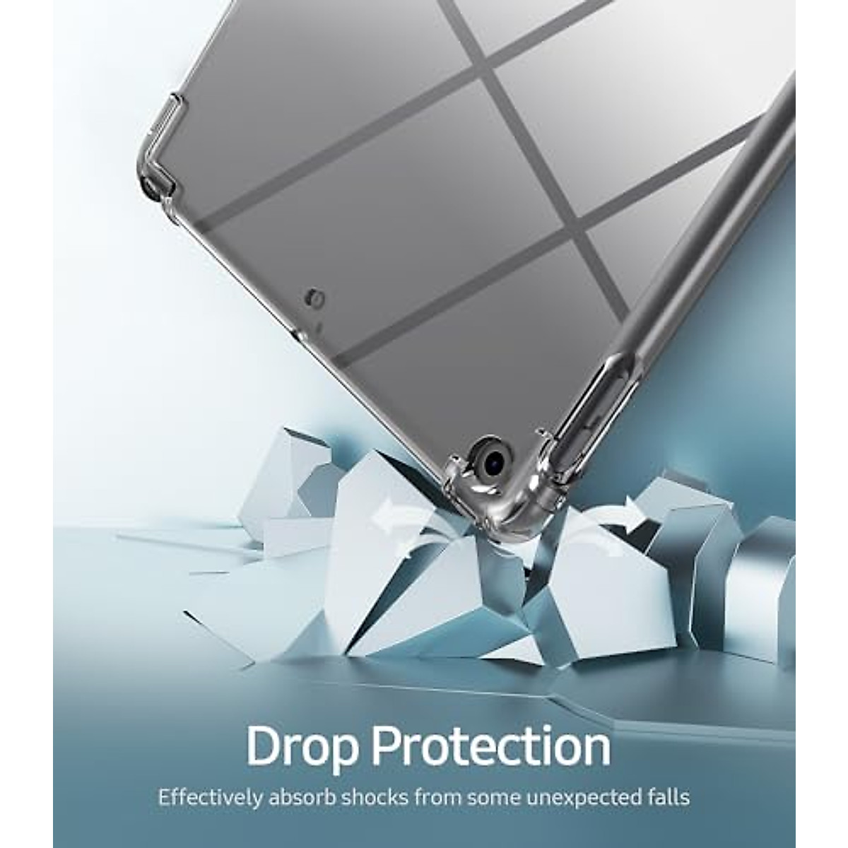 TiMOVO Case for New iPad 9th Generation 2021/8th Gen 2020/7th Gen 2019, Shockproof Impact Resistant Flexible Transparent Clear TPU Protective Shell Fit iPad 10.2-inch - Clear