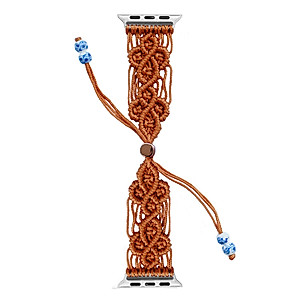 Euler 3rd Generation Colorful Nylon Thread Hand-Braided Watch band for Apple Watch Series 8 7 6 SE 5 (38/40/41mm, Coffe)