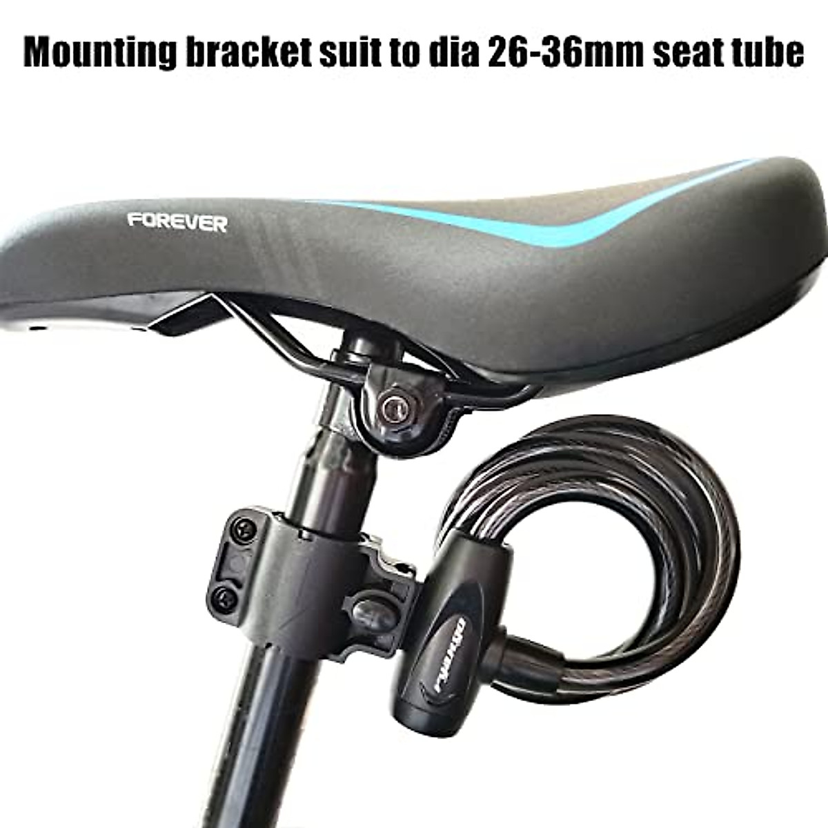 RYANGO Bike Lock, Bike Locks Heavy Duty Anti Theft, Bicycle Lock Bike Lock Cable with Mounting Bracket and 2 Keys, Bicycle Locks Bike Cable Lock for Road Bike Mountain Bike Scooters (Key lock)