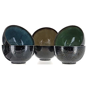 Mikasa Sapphire Stoneware Bowls | Set of 6 Bowls | Dishwasher Safe | Microwave Safe