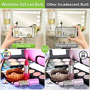 winshine 8 Pack Globe Bathroom Light Bulbs 4000K Natural Daylight, 5W G25 LED Vanity Light Bulb 60W Equivalent, Makeup Mirror, Standard E26 Medium Base, 550LM, Non-dimmable,8 Count (Pack of 1)