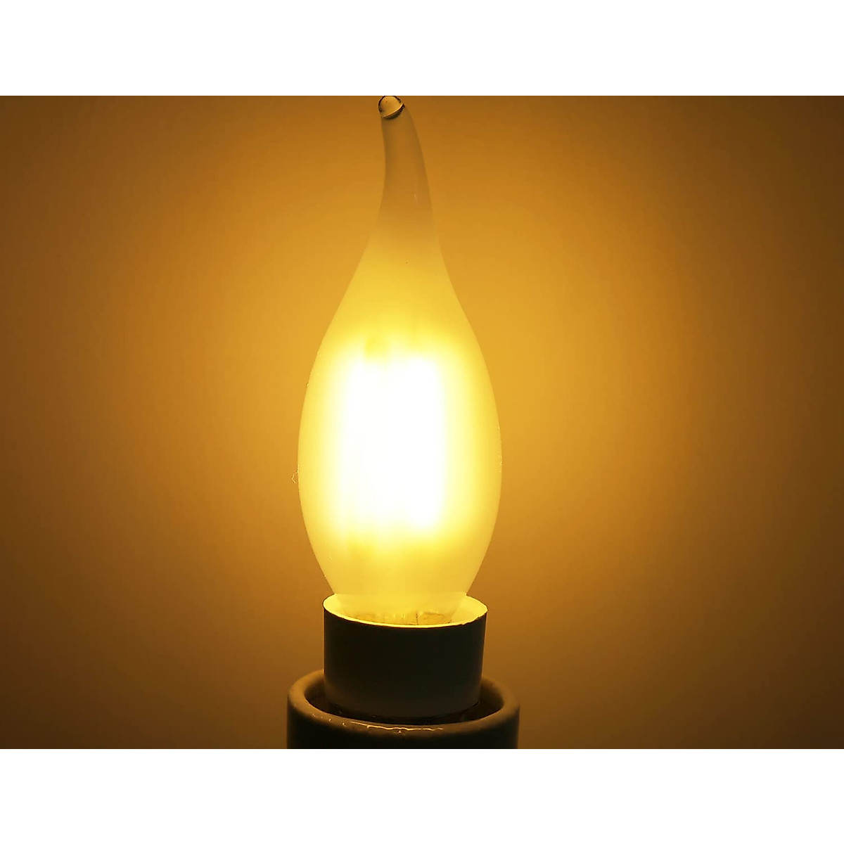 Lamsky LED Candelabra Bulb 4W Dimmable 40W Equivalent,Frosted Glass Flame Tip Shape,E26 Base 2700K Warm White Decorative Chandelier Light Bulbs,3-Pack