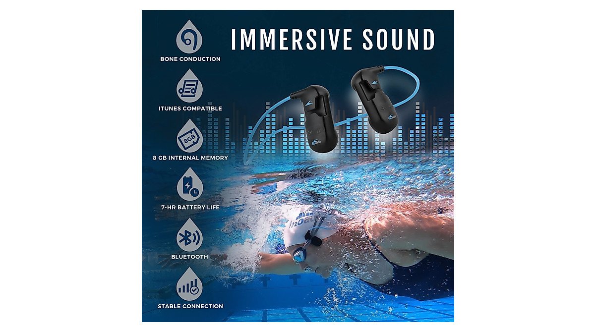 H2O Audio SONAR IPX8 Bluetooth Headphones for Swimming