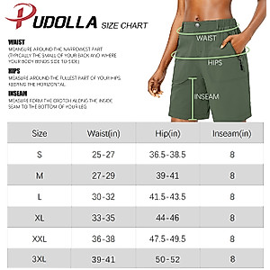 Pudolla Women's Quick Dry Stretch Hiking Shorts Lightweight UPF50+Shorts for Women with Zipper Pockets (Khaki Large)