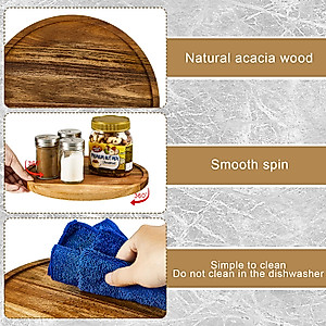 2 Pcs Acacia Wood Lazy Susan 10 Inches Wooden Lazy Susan Organizer Kitchen Turntable Organizer Rotating Round Wood Tray for Cabinet Pantry Table Counter