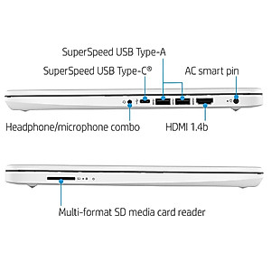 HP 14 HD Laptop, 2023 Newest Upgrade, Intel Intel Celeron N4120(4-core), 16GB RAM, 576GB(64GB SSD+512GB Card), Webcam, Bluetooth, USB-C, White, Windows 11, School and Business Ready, ROKC HDMI Cable