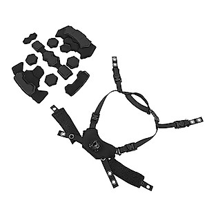 Airshi Helmet Dial Suspension System Chin Strap, Adjustable 24 Hook and Fasteners Helmet Padding Kit Soft for Outdoor (Black Sponge)